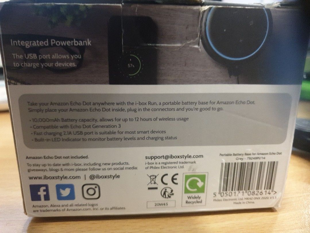 i-box run Integrated power bank Portable battery base (Amazon Echo dot ...