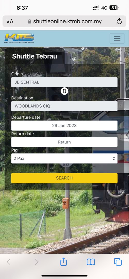 JB TO SG Shuttle Tebrau ktmb Train Tickets 28-05-2023, Tickets ...