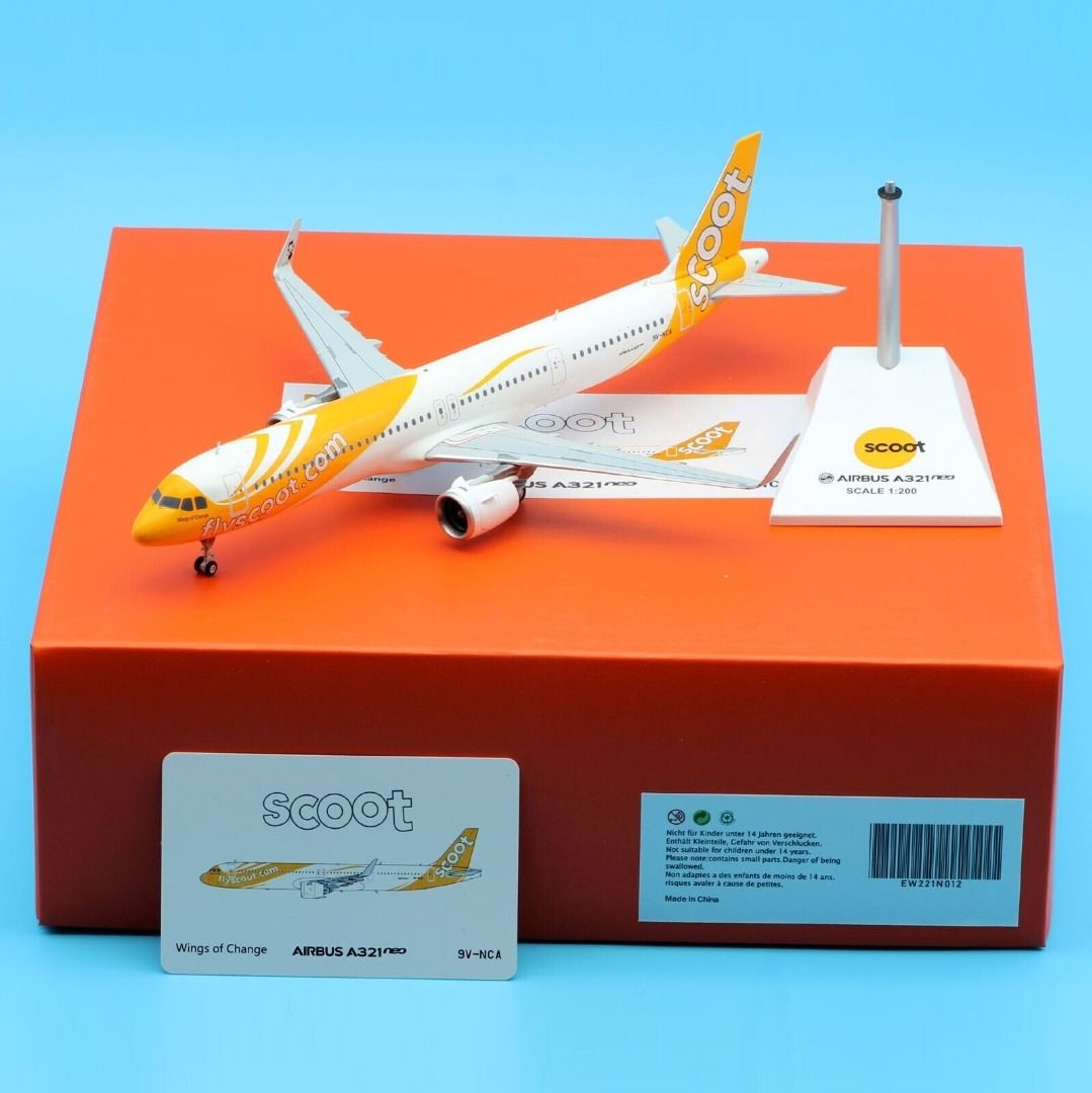 JC WINGS SINGAPORE FLYSCOOT AIRBUS A321NEO 9V-NCA 1:200 DIE-CAST MODEL ...