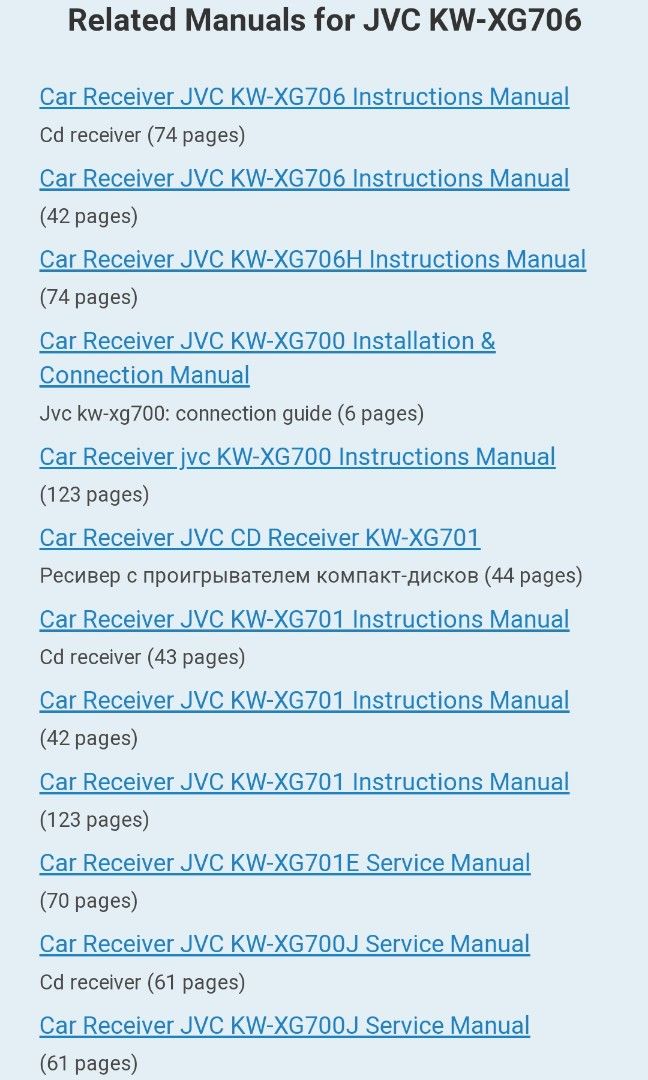 JVC Car head unit model Kw xG 706, Car Parts & Accessories, Audio ...