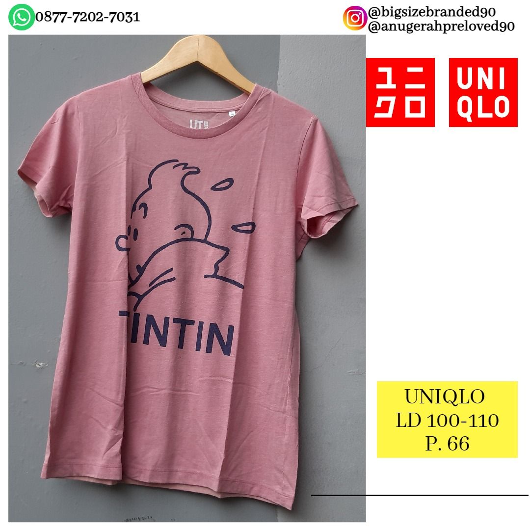 KAOS GAMBAR UNIQLO TINTIN, Fesyen Wanita, Pakaian Wanita, Atasan di ...