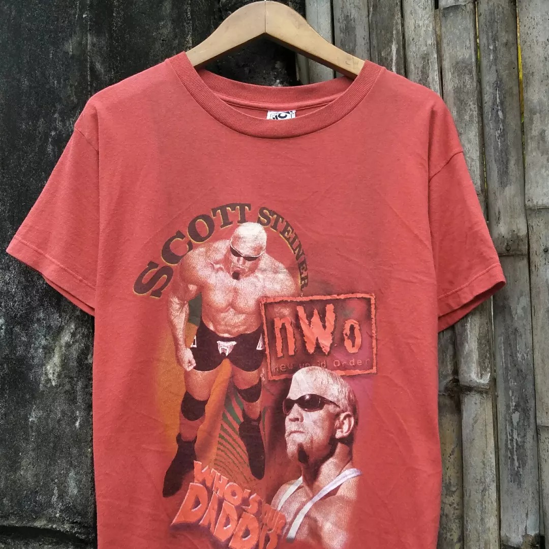 Kaos Scott Steiner WCW/WWE/NWO Second, Fesyen Pria, Pakaian , Atasan di ...