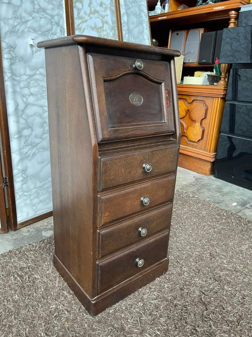 Karimoku Telephone Rack 15L x 10W x 32H in Solid heavy wood 4 pullout ...