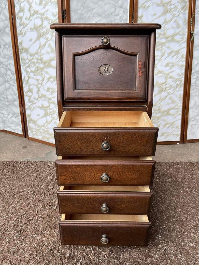 Karimoku Telephone Rack 15L x 10W x 32H in Solid heavy wood 4 pullout ...