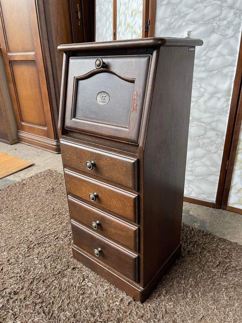 Karimoku Telephone Rack 15L x 10W x 32H in Solid heavy wood 4 pullout ...