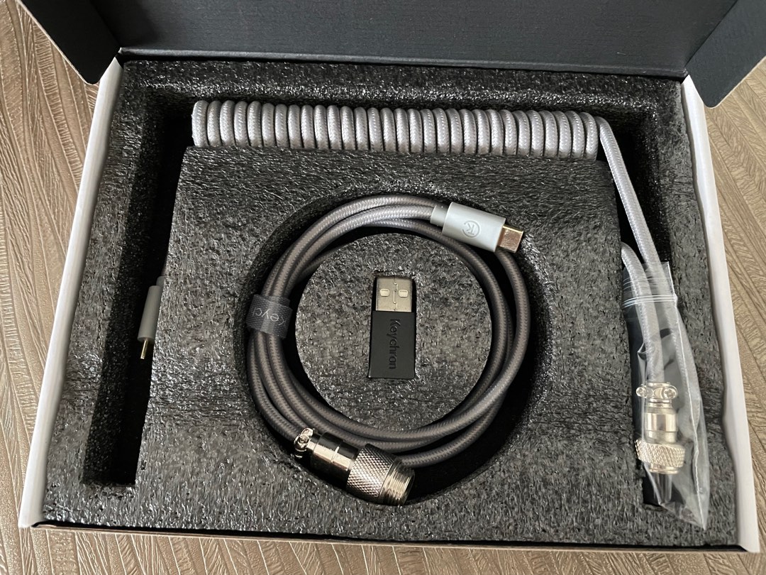 Keychron coiled cable with Aviator connector USB-C to USB-C (+ adapter ...