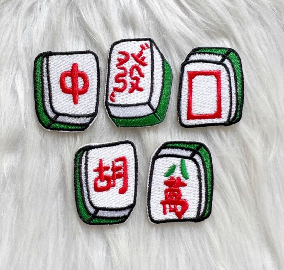 Mahjong CNY embroidery patch /brooch, Hobbies & Toys, Stationery ...