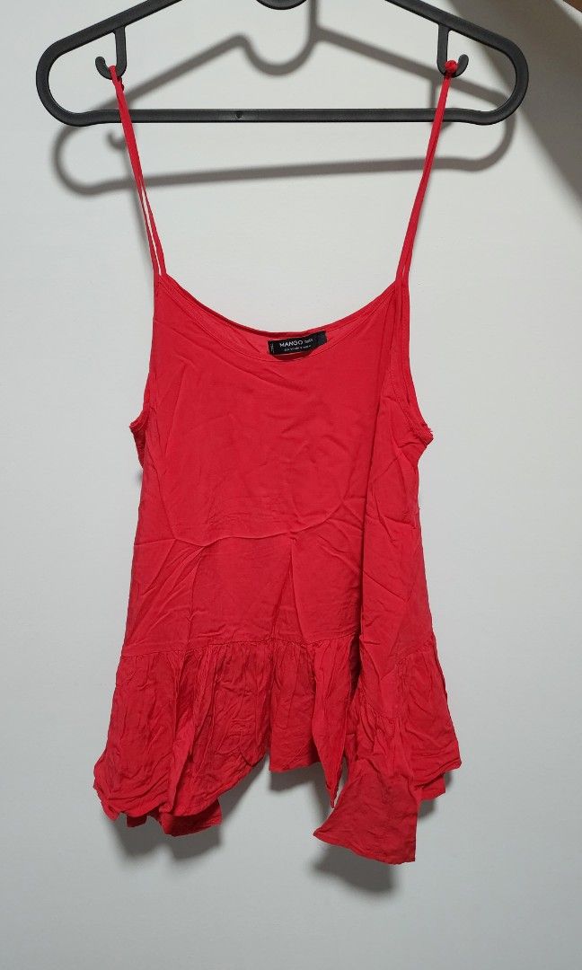 MANGO Red Top, Women's Fashion, Tops, Sleeveless on Carousell