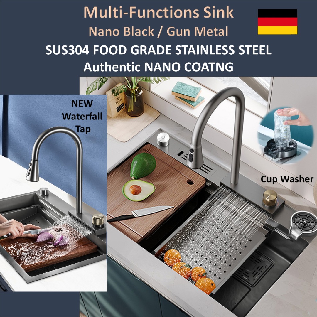 NANO Multi-Functions Kitchen Sink / Black Kitchen Sink / Gun Metal Sink ...