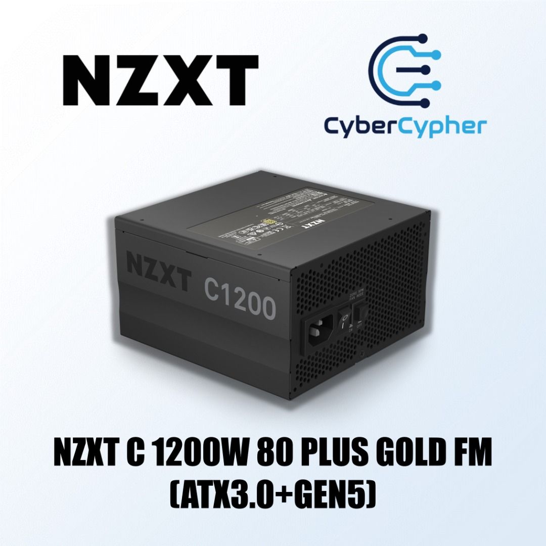 NZXT C 1200W 80 Plus Gold FM (ATX3.0+Gen5) Full Modular Power Supply ...