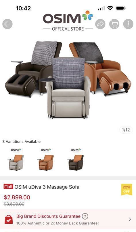 Osim uDiva 3 Smart Sofa, Health & Nutrition, Massage Devices on Carousell