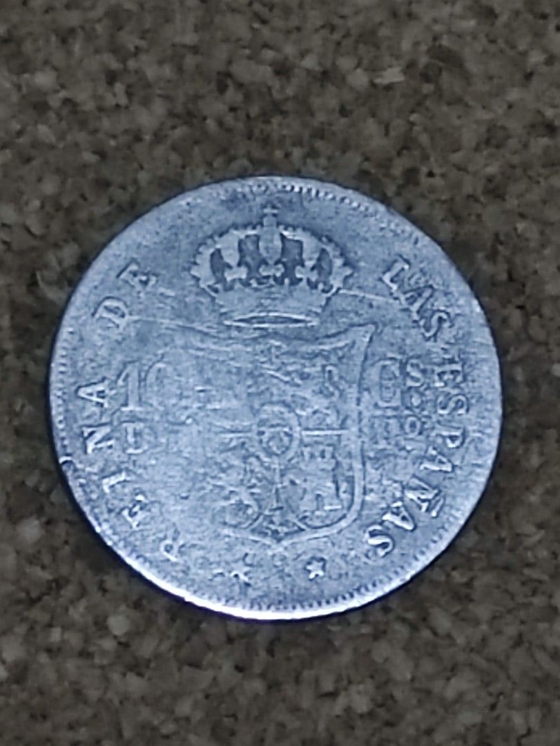 Philippine Coin - Spanish Era | 1868 10 Centimos Isabel II (Silver ...
