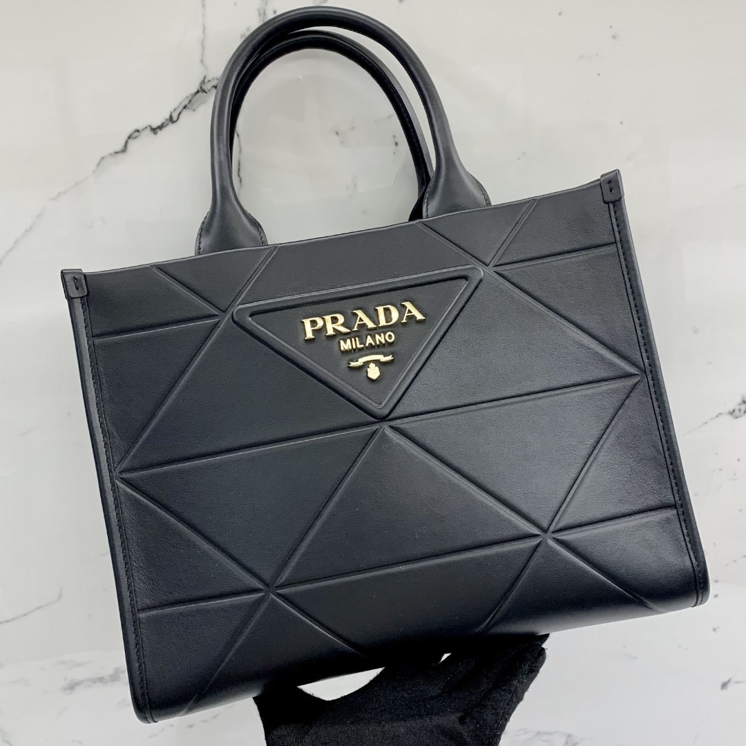 PRADA 1BA379 BLACK LEATHER SOFT CALF SMALL SYMBOLE 2 WAY SHOULDER BAG ...
