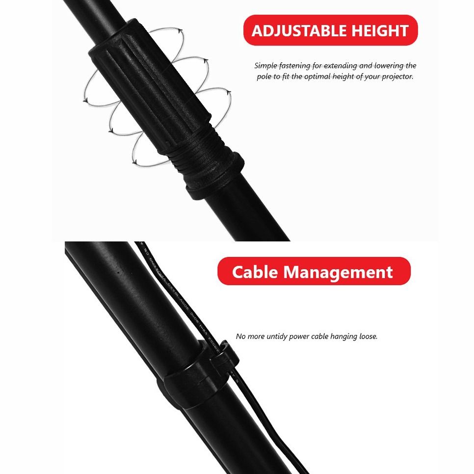 Projector Stand Metal Base Portable Adjustable Height Extendable Tripod ...