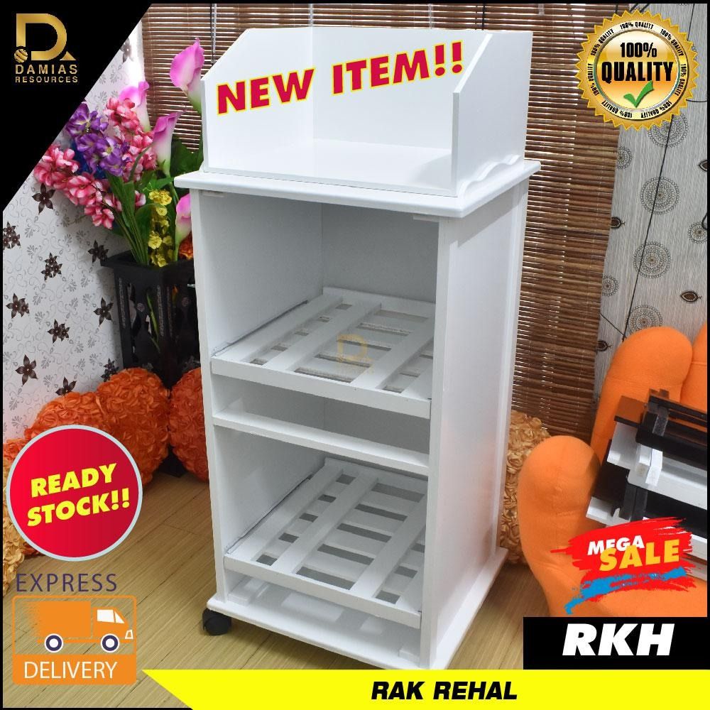 Rak Cabinet Wooden Kayu Simpan Susun Reehal Storage Beroda Mudah Alih ...