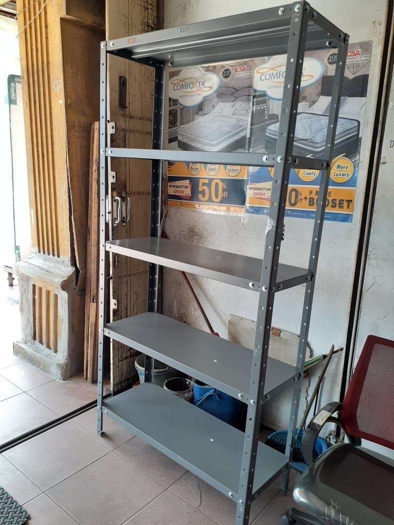 Rak gudang besi serbaguna 5 susun PxLxT 100x38x200cm - Abu-abu ...