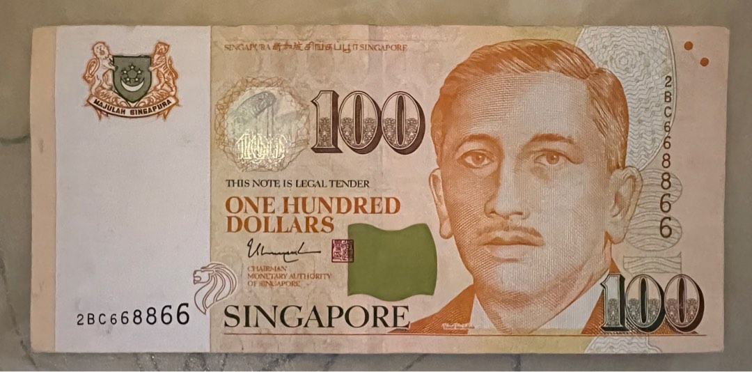 S$100 notes with nice and auspicious serial numbers, Hobbies & Toys ...