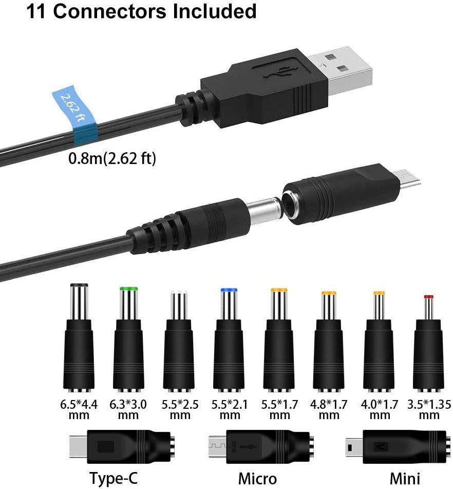 SDTEK Universal USB Power Adapter Cable Charger with 11 Connectors ...
