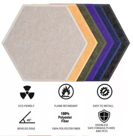 Self-adhesive Hexagon Acoustic Panels Beveled Edge Sound Proof Foam ...