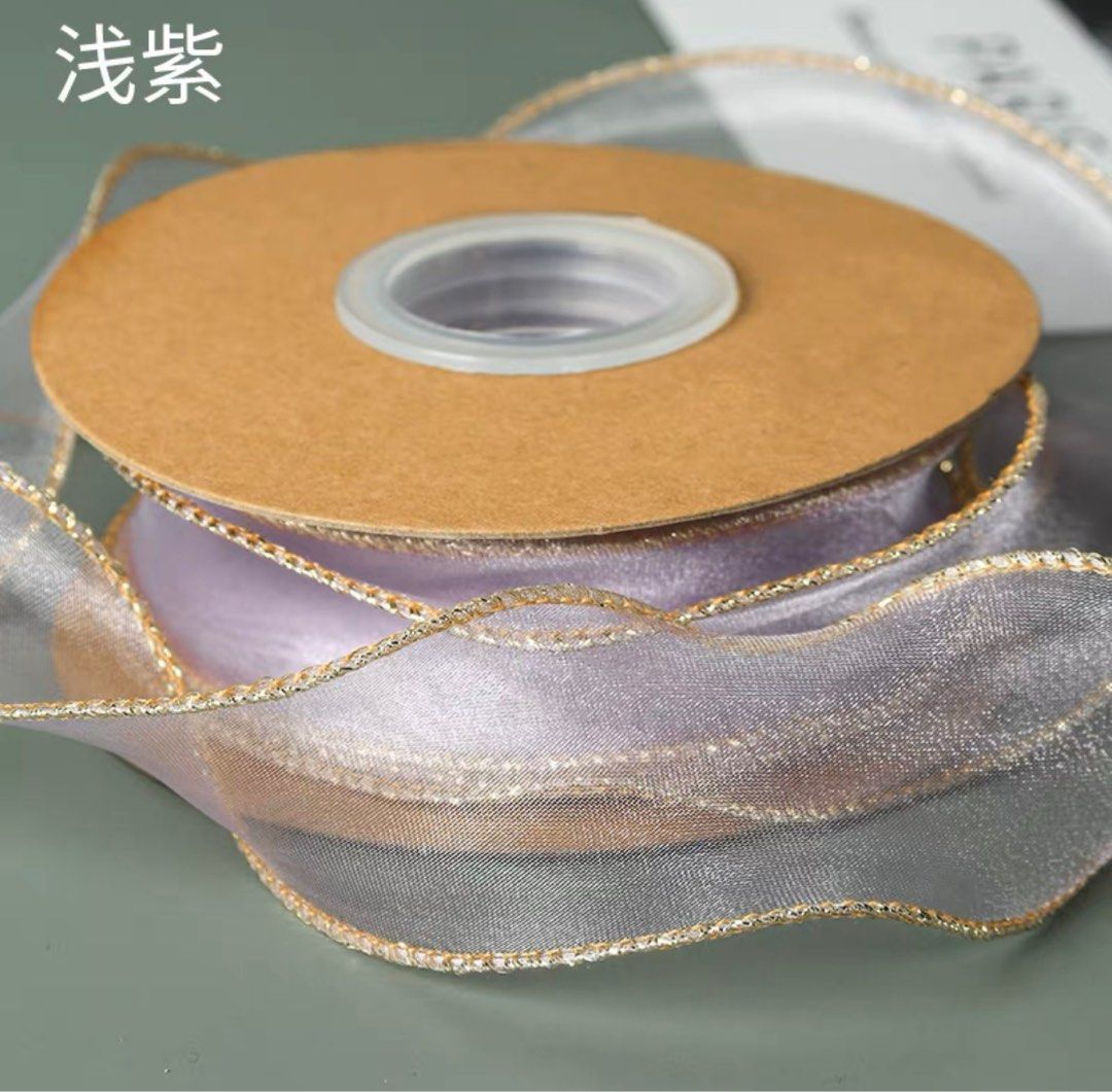 SG in stock 4cm wide gold-edged fishtail ribbon 9 meters a roll of ...