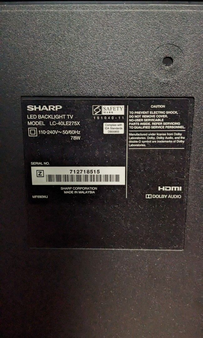 Sharp Aquos 40in LED Backlight TV Full HD, TV & Home Appliances, TV ...