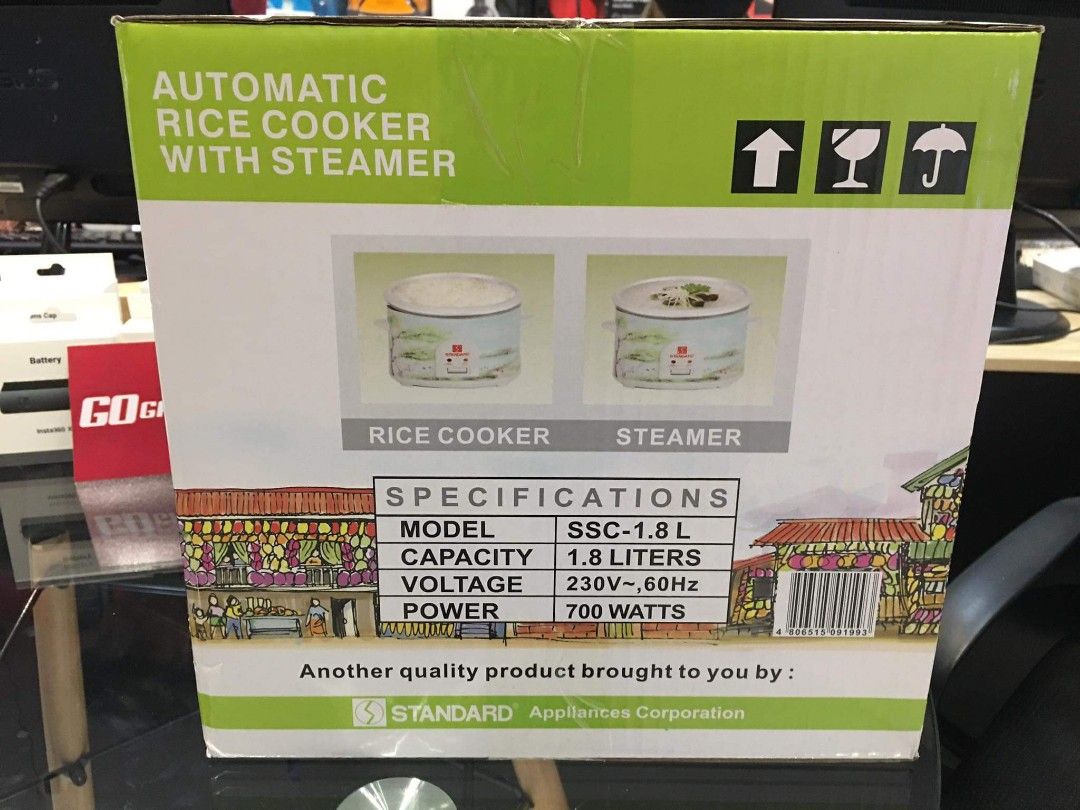 Standard 1.8L Automatic Rice Cooker With Steamer SSC-1.8L, TV & Home ...