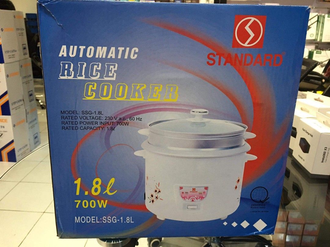 Standard 1.8L Automatic Rice Cooker With Steamer SSG-1.8L, TV & Home Appliances, Kitchen ...