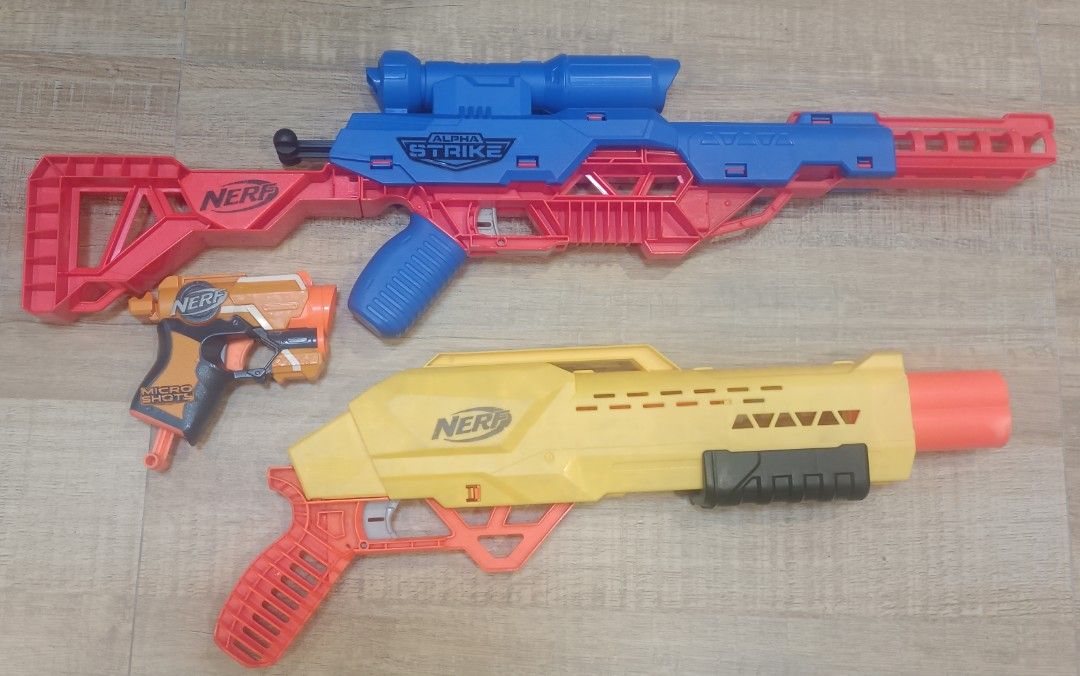 Take all nerf gun alpha strike shotgun microshot blue yellow orange ...