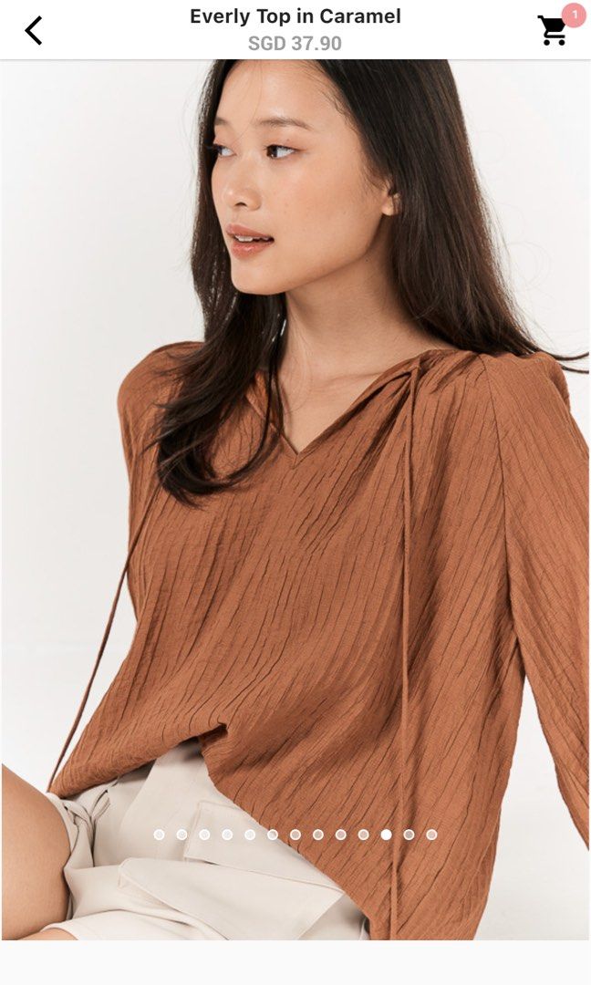 TCL Everly Top in Caramel, Women's Fashion, Tops, Longsleeves on Carousell