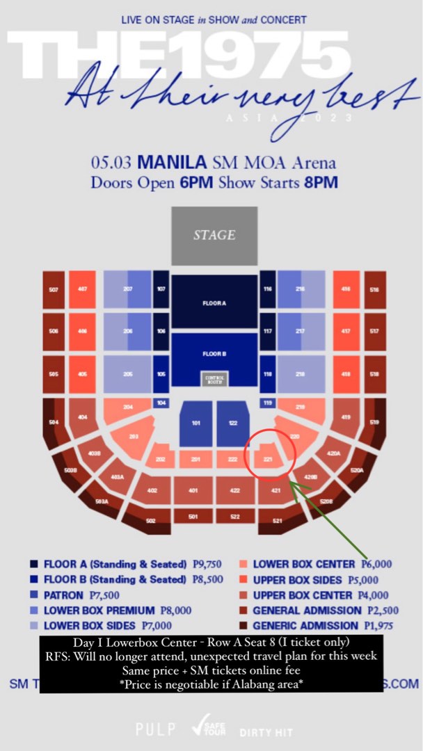 The 1975 in Manila Day 1 Lower Box Center, Tickets & Vouchers, Event ...