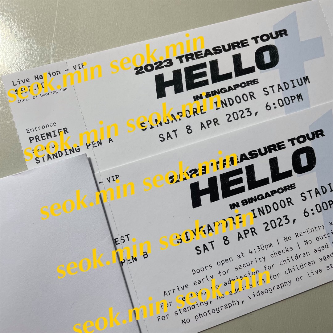 Treasure Tour Hello in Singapore 2023 vip sc, Tickets & Vouchers, Event Tickets on Carousell