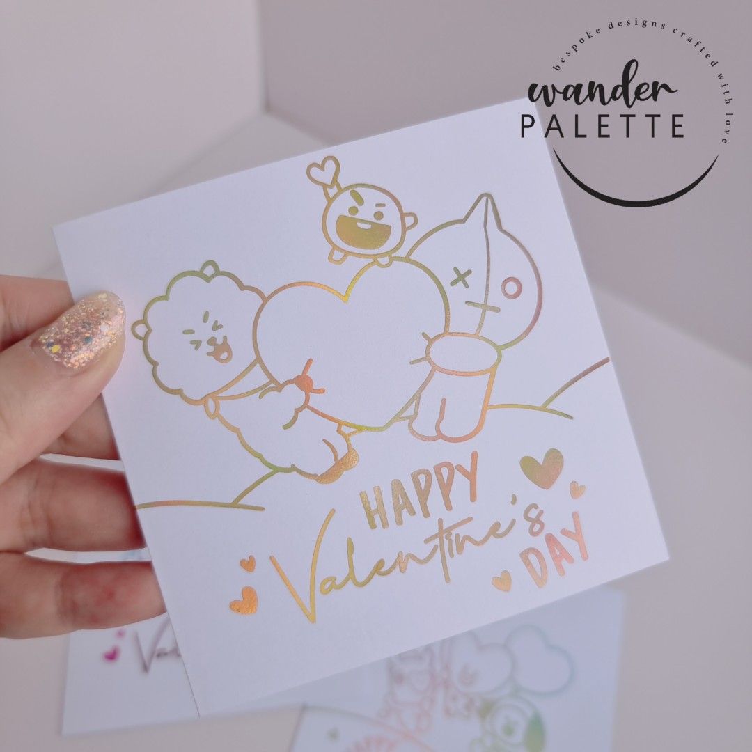 Valentine's Day Card | BT21 Inspired |Real Foil Card | Vday Card ...
