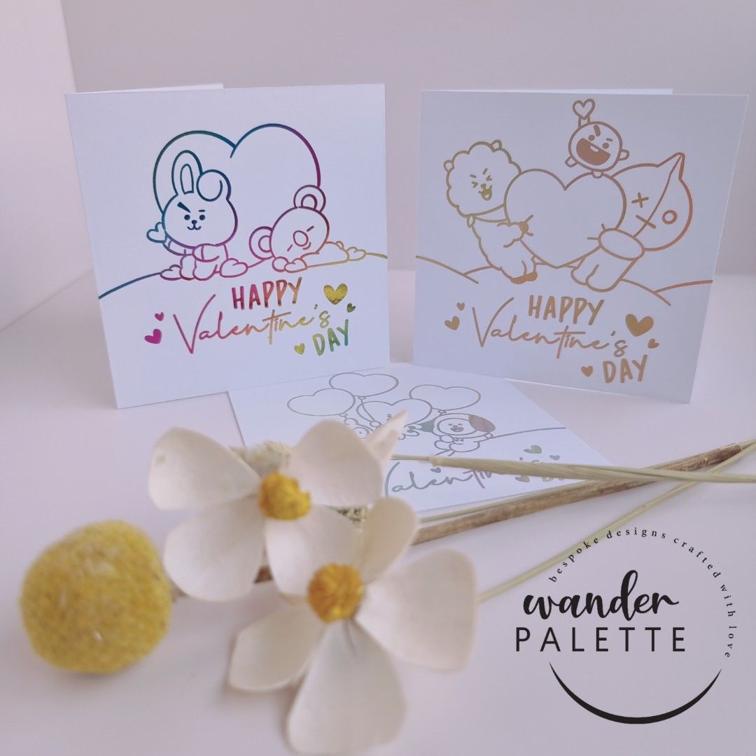 Valentine's Day Card | BT21 Inspired |Real Foil Card | Vday Card ...