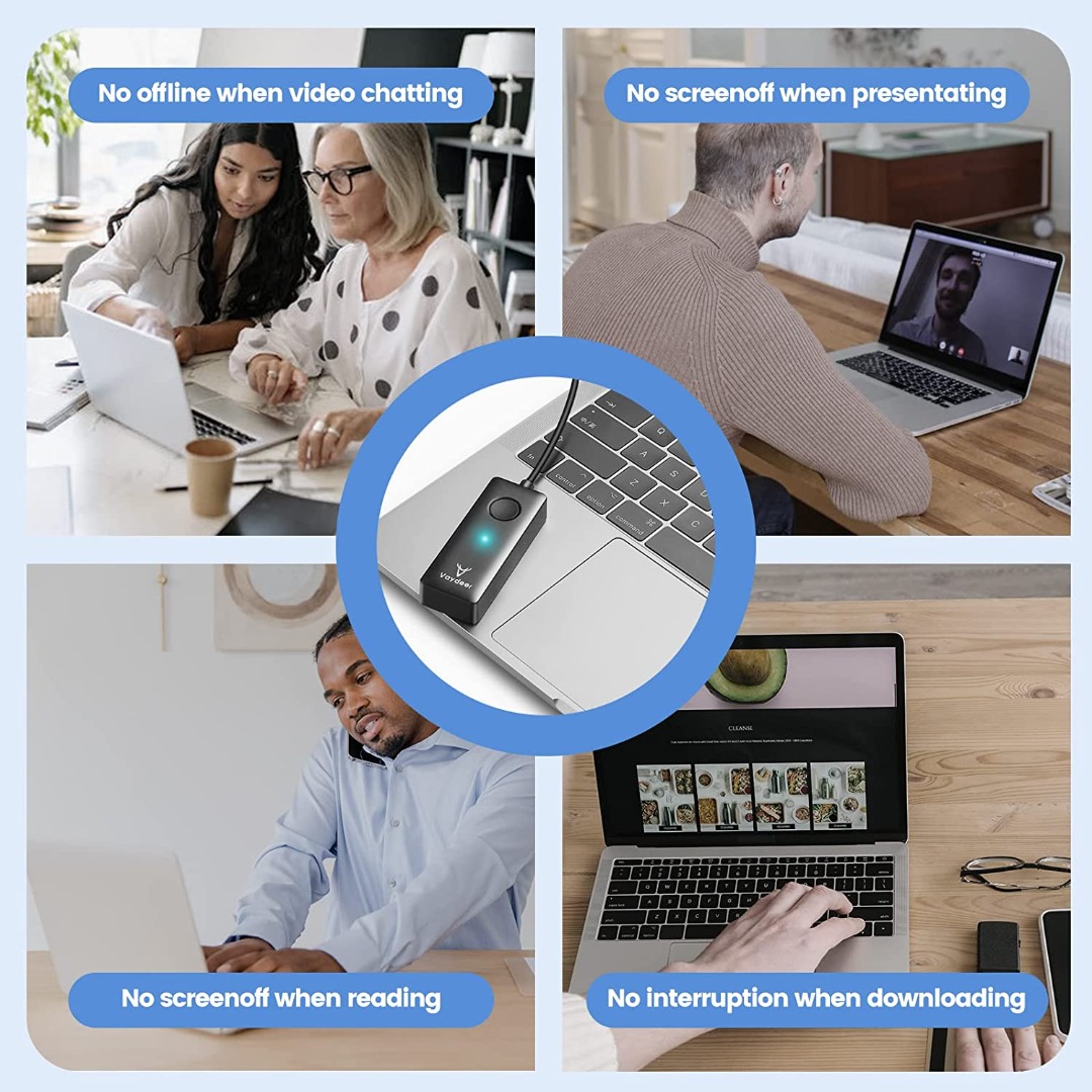 VAYDEER Undetectable Mouse Jiggler, Mouse Mover Device USB Port for Laptop, Driver-Free with ON ...