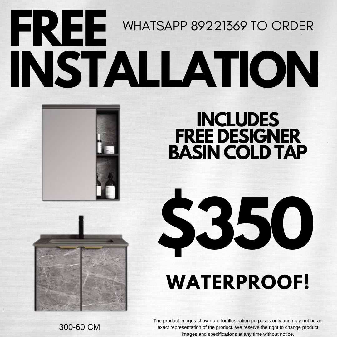 WATERPROOF vanity basin cabinet with installation free chrome cold tap ...