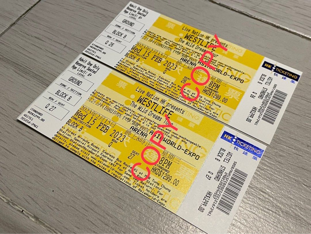 Westlife Concert Ticket, 門票＆禮券, 活動門票 - Carousell