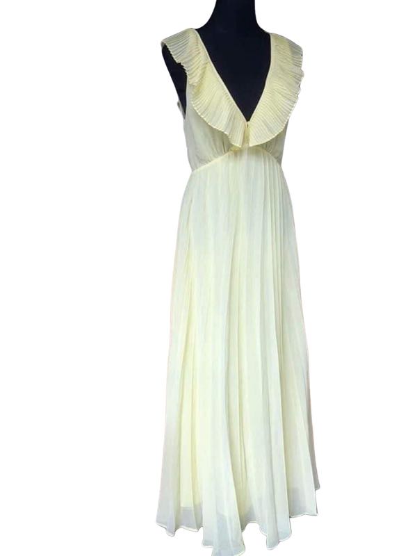 Zara Lemon Yellow Pleated Ruffle Maxi Dress, Women's Fashion, Dresses ...