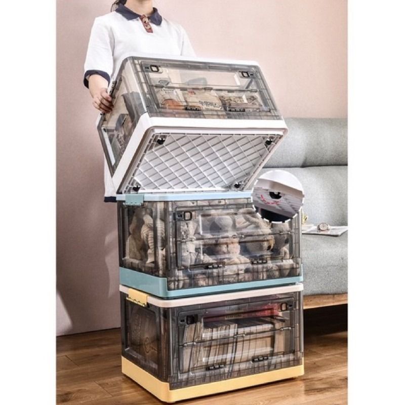 28/52L/82L heighten 4 doors Foldable storage box wheels multiple ...