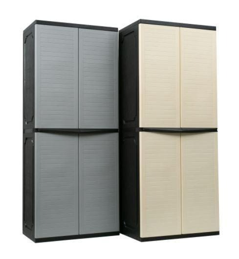2 Door Tall Plastic Storage Cabinet with 4 Shelves, Furniture & Home ...