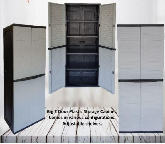 2 Door Tall Plastic Storage Cabinet with 4 Shelves, Furniture & Home ...