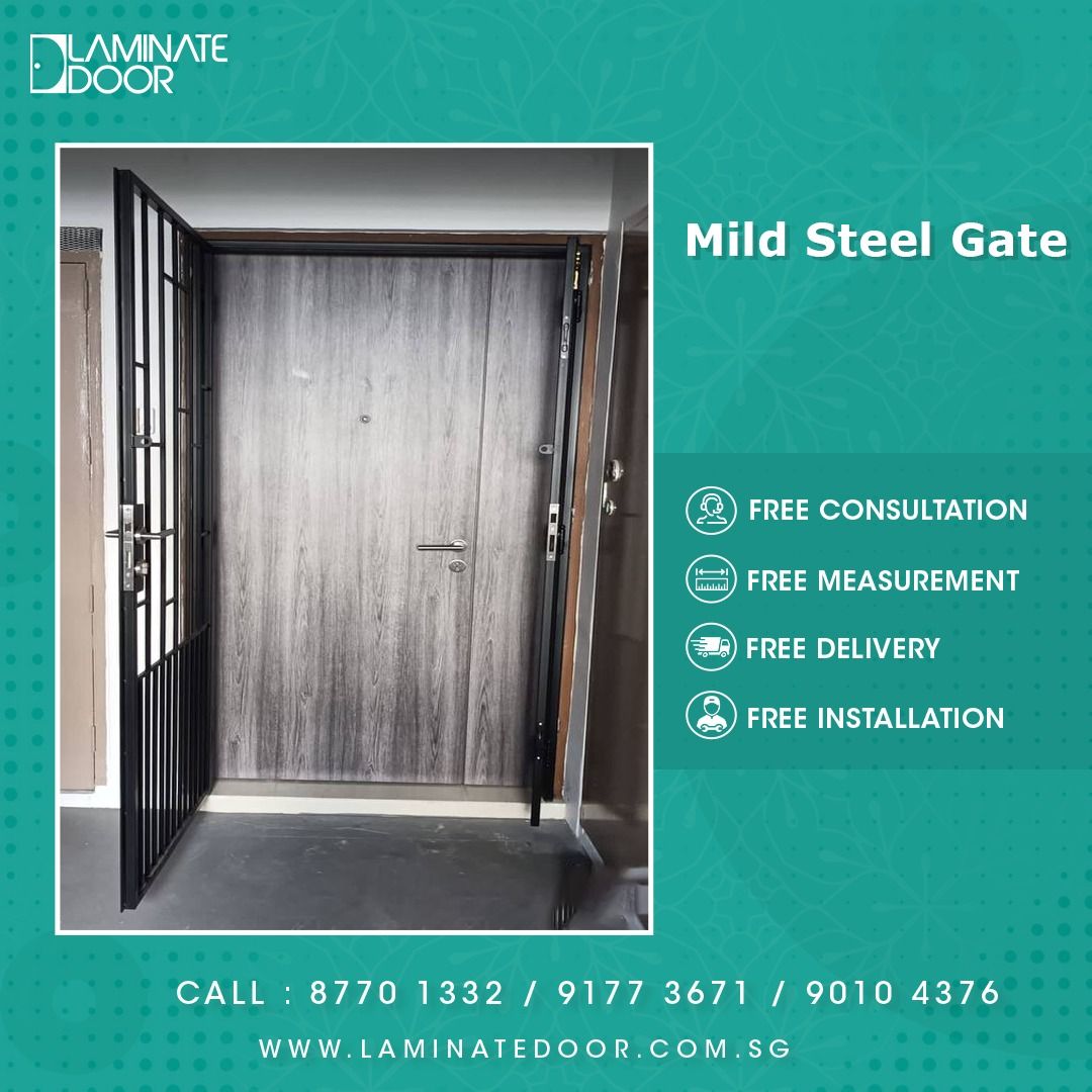4x7ft Mild Steel Gate Install for HDB and Condo, Furniture & Home ...