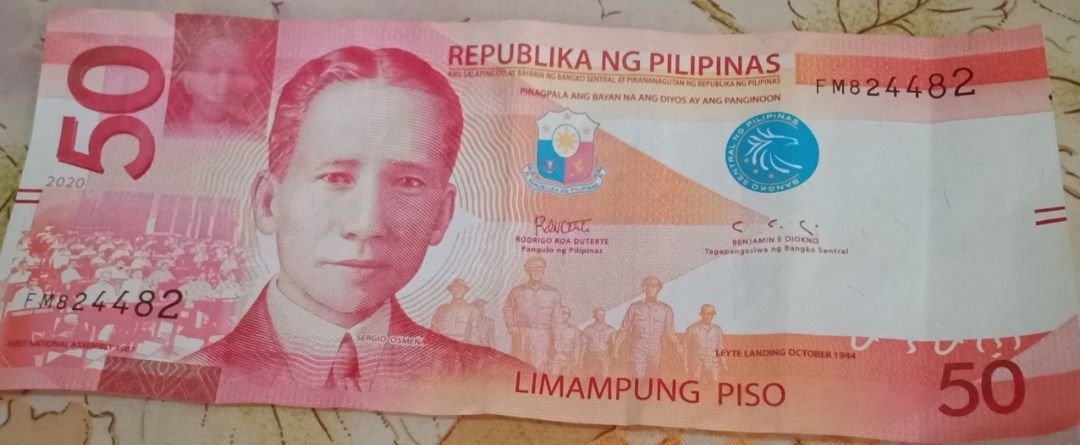 50 pesos Philippine bank note w/ Fancy serials, Hobbies & Toys ...