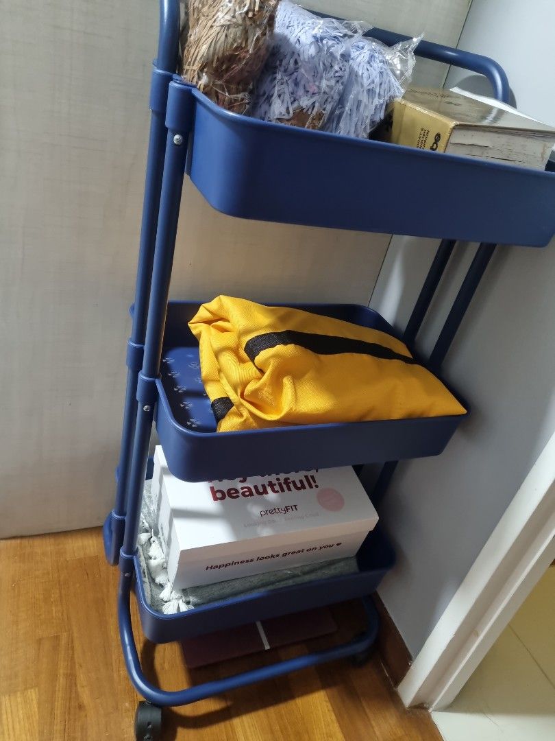 Almost new blue rack with wheels, Furniture & Home Living, Home ...