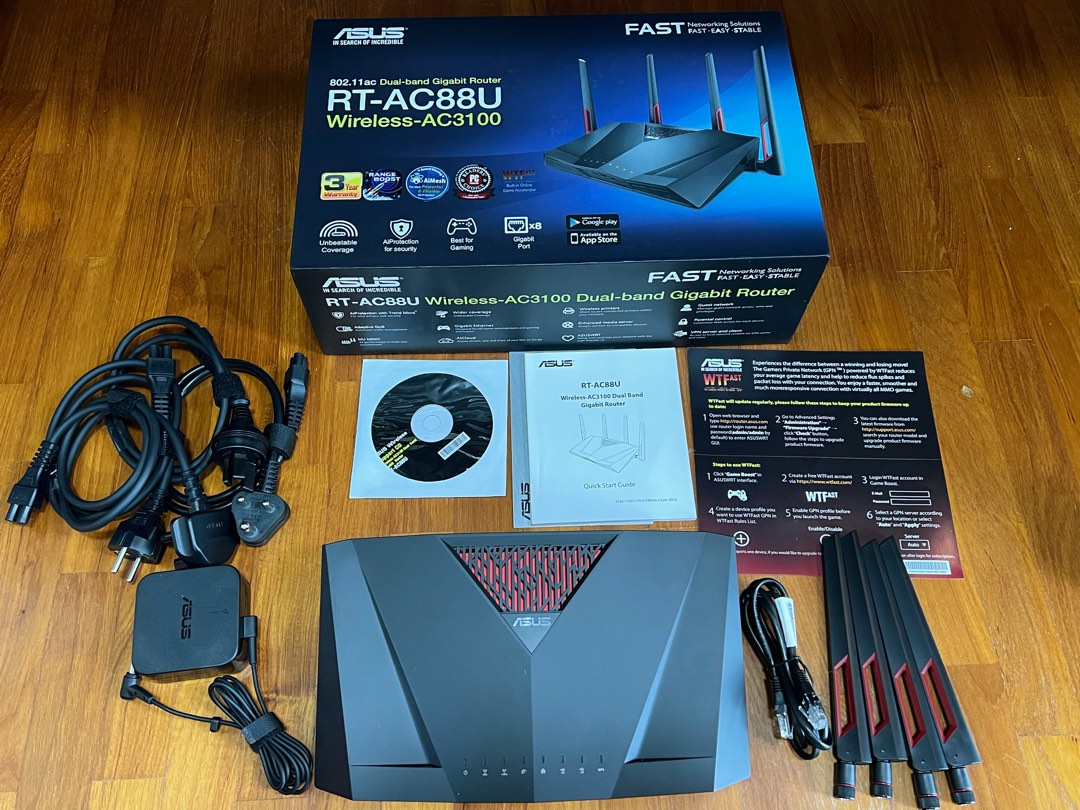 Asus RT-AC88U AC3100 Dual Band WiFi Gaming Router with 8 Gigabit ...