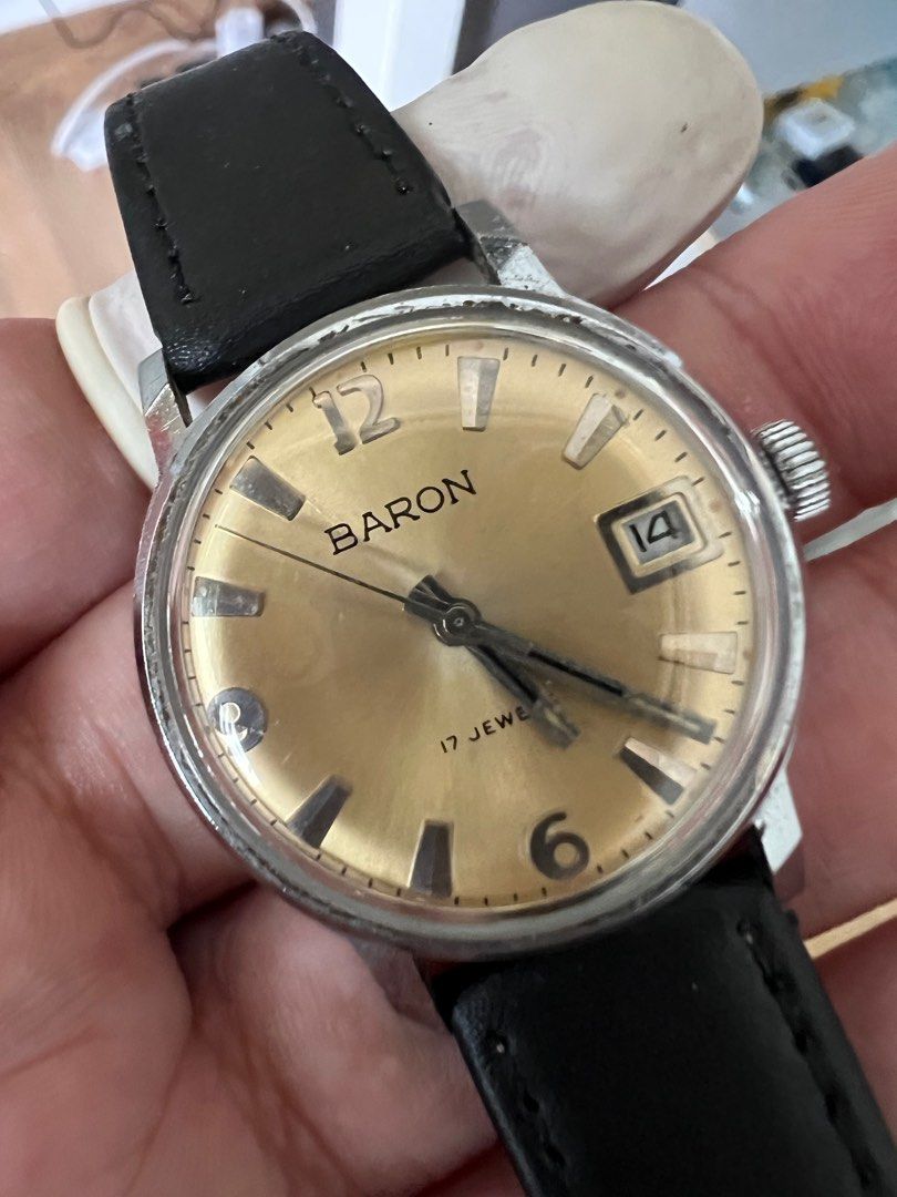 Baron mechanical vintage manual winding salmon dial, Luxury, Watches on ...