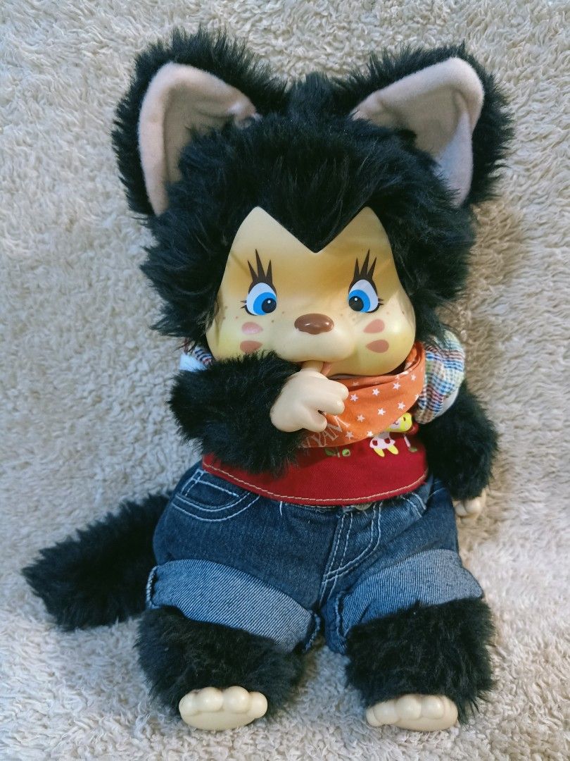 BIG SIZE RARE NYAMY BLACK CAT MONCHHICHI / MONCHICHI (15 inches ...