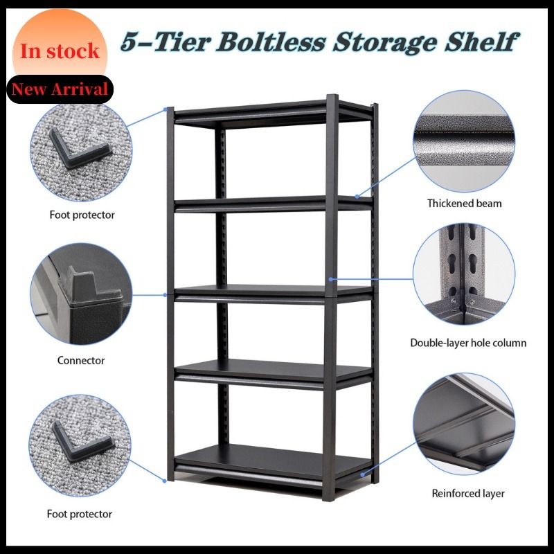 Black Metal Rack Shelves Racks 3/5 Layer All-steel Boltless Rack ...