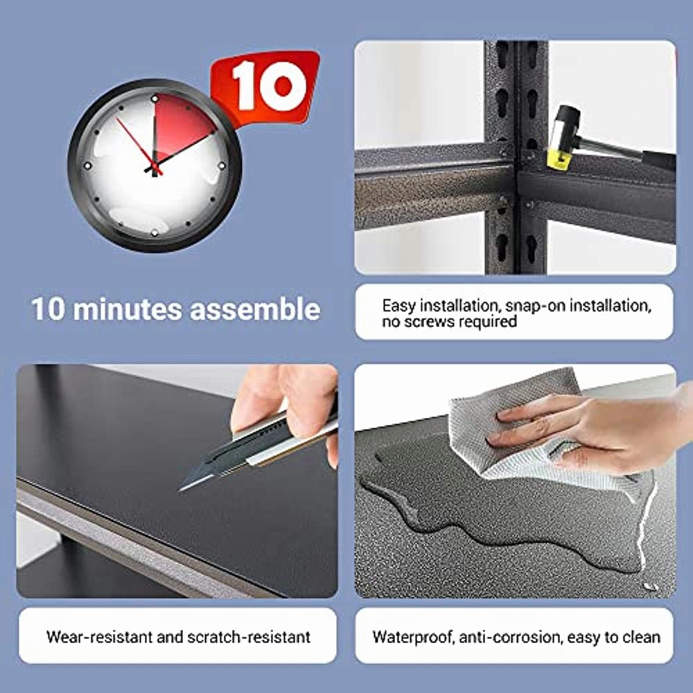 Black Metal Rack Shelves Racks 3/5 Layer All-steel Boltless Rack ...