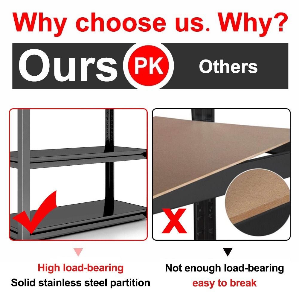 Black Metal Rack Shelves Racks 3/5 Layer All-steel Boltless Rack ...