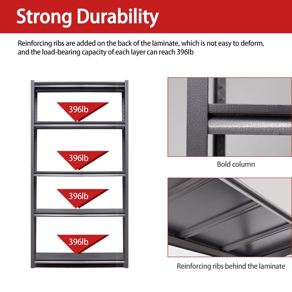 Black Metal Rack Shelves Racks 3/5 Layer All-steel Boltless Rack ...